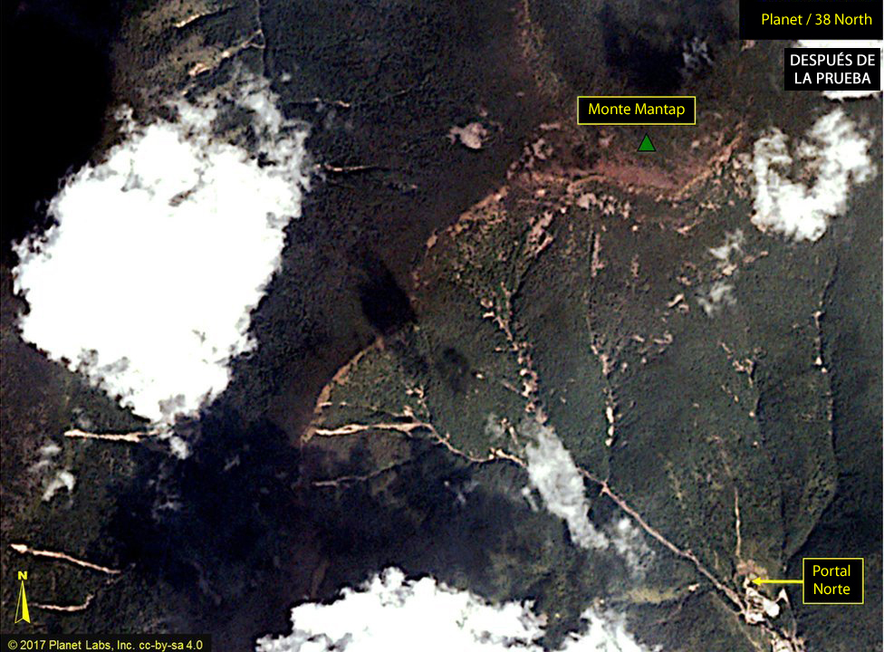 Las imágenes satelitales de los "deslizamientos de tierra" provocados por la última prueba ...